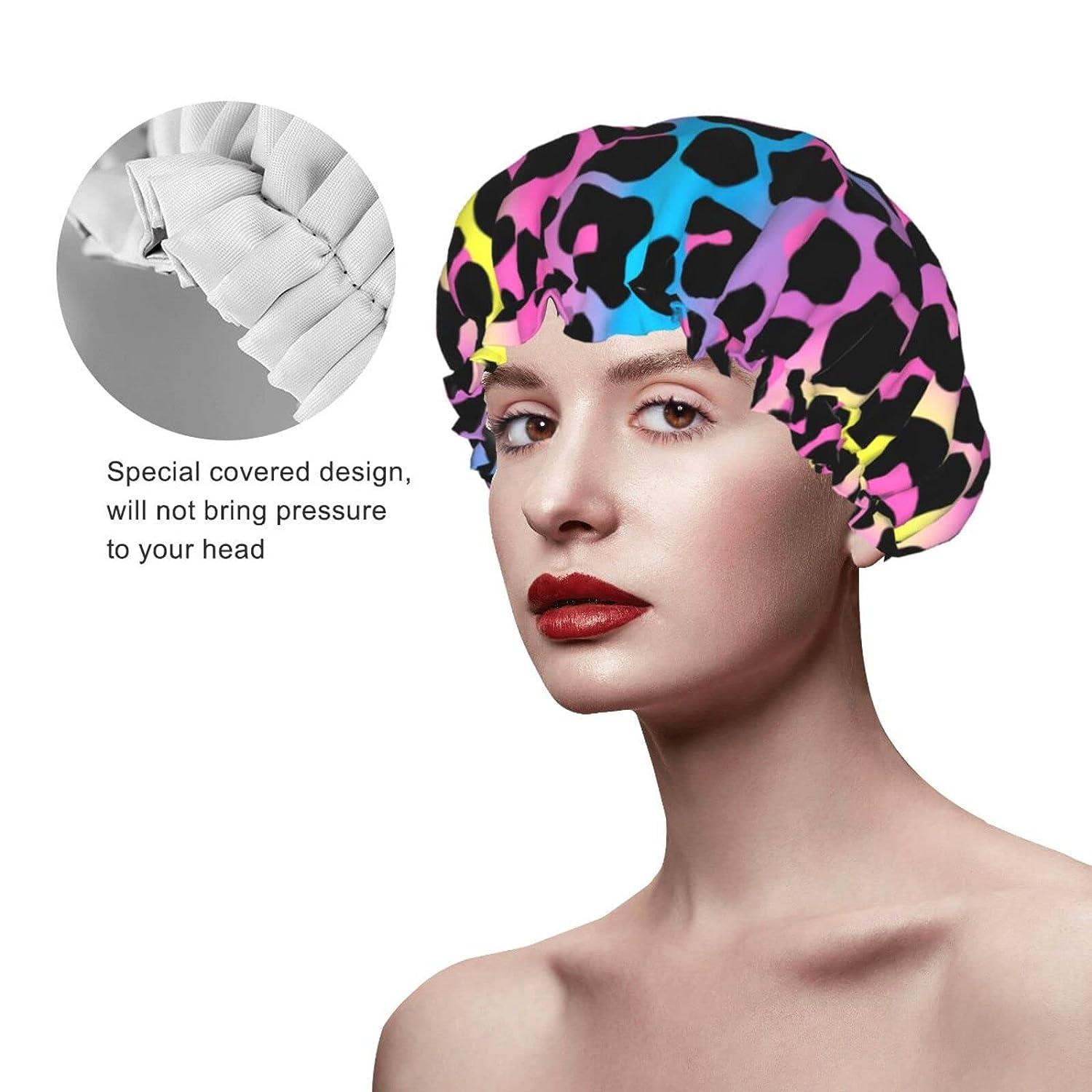 Leopard Print Cheetah Animal Skin Shower Cap for Women - Reusable ...