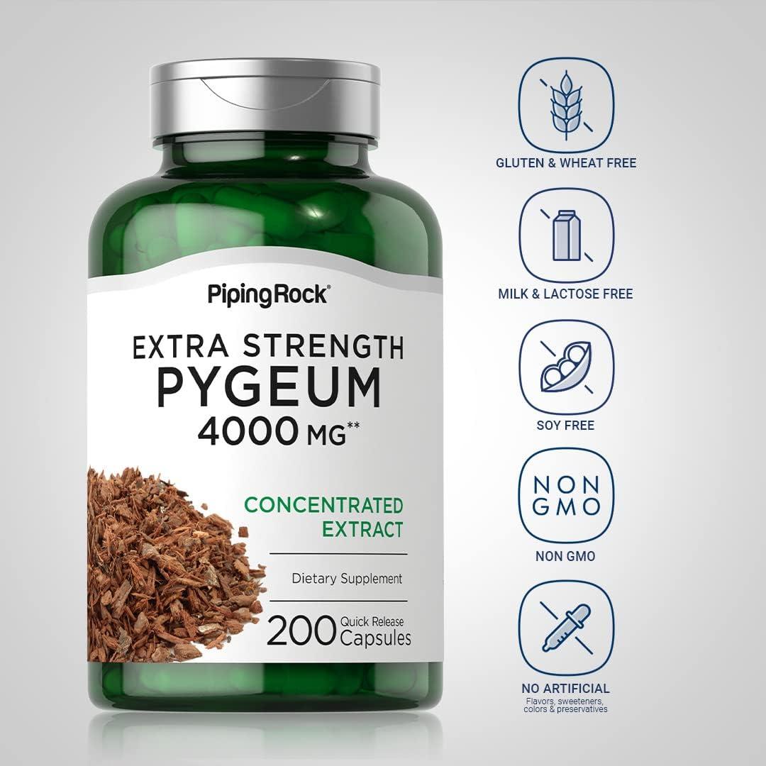 Pygeum Africanum Extract 4000mg | 200 Capsules | Piping Rock Extra ...