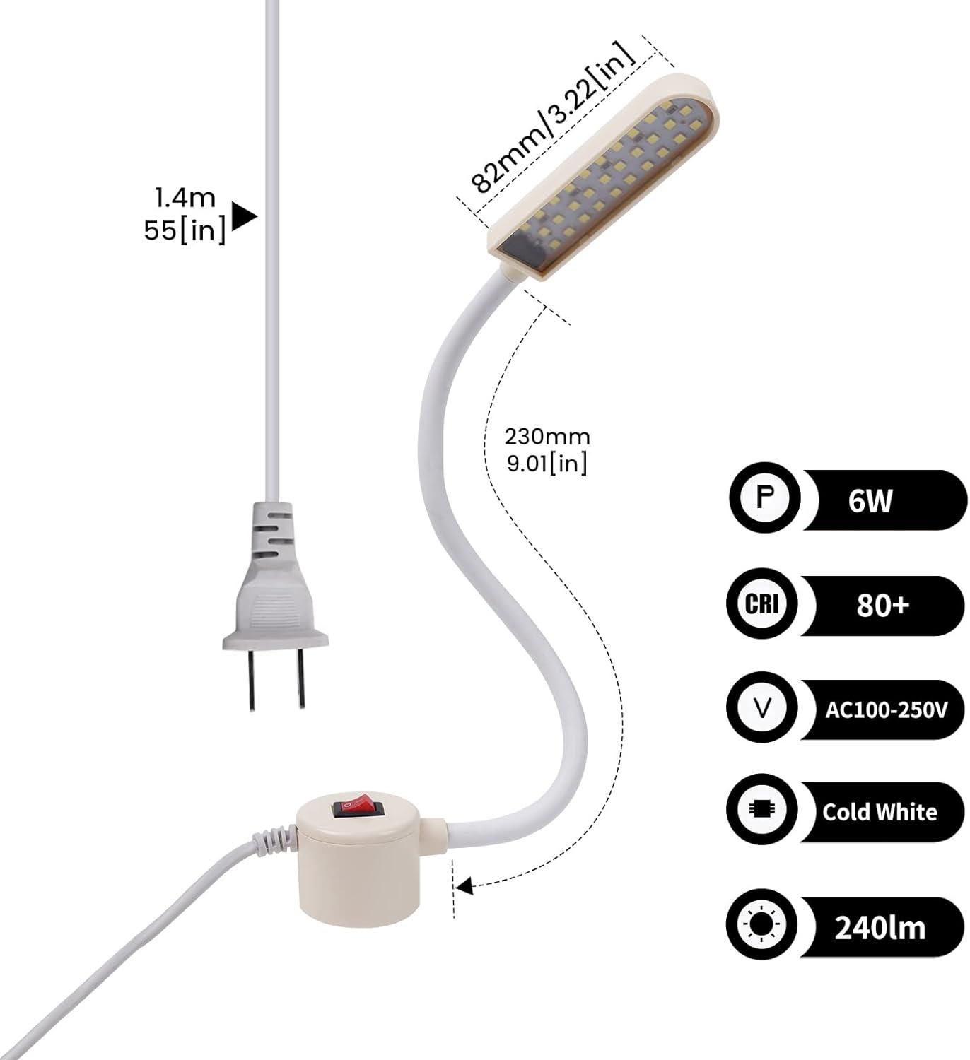 Bonlux Sewing Machine Light 30 LEDs Flexible Gooseneck Work Light with ...
