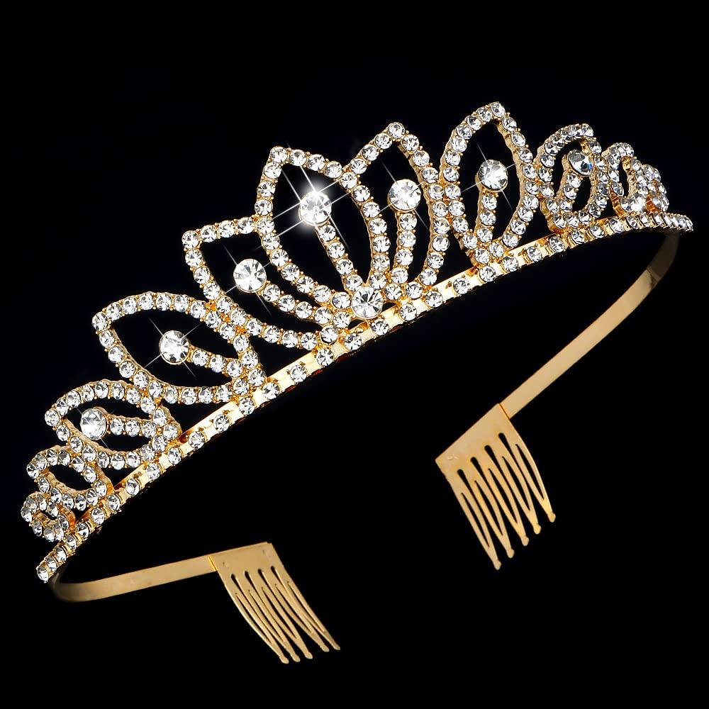 TOBATOBA Gold Princess Tiara for Girls | Rhinestone Hair Accessories ...