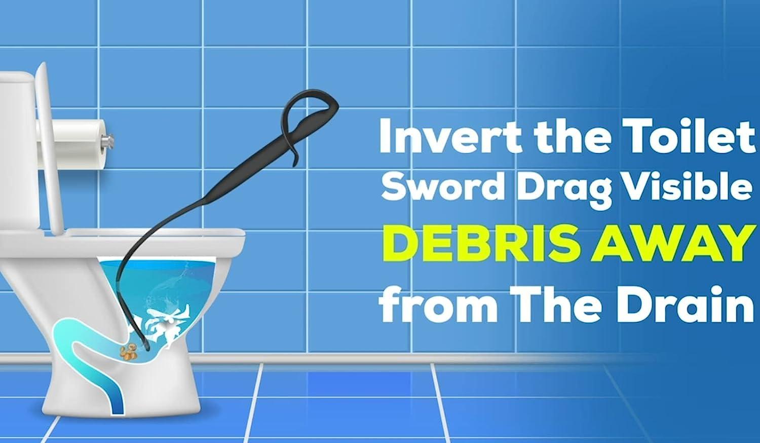 Toilet Sword Drain Snake Clog Remover w/ Holder - Bathroom Plunger ...