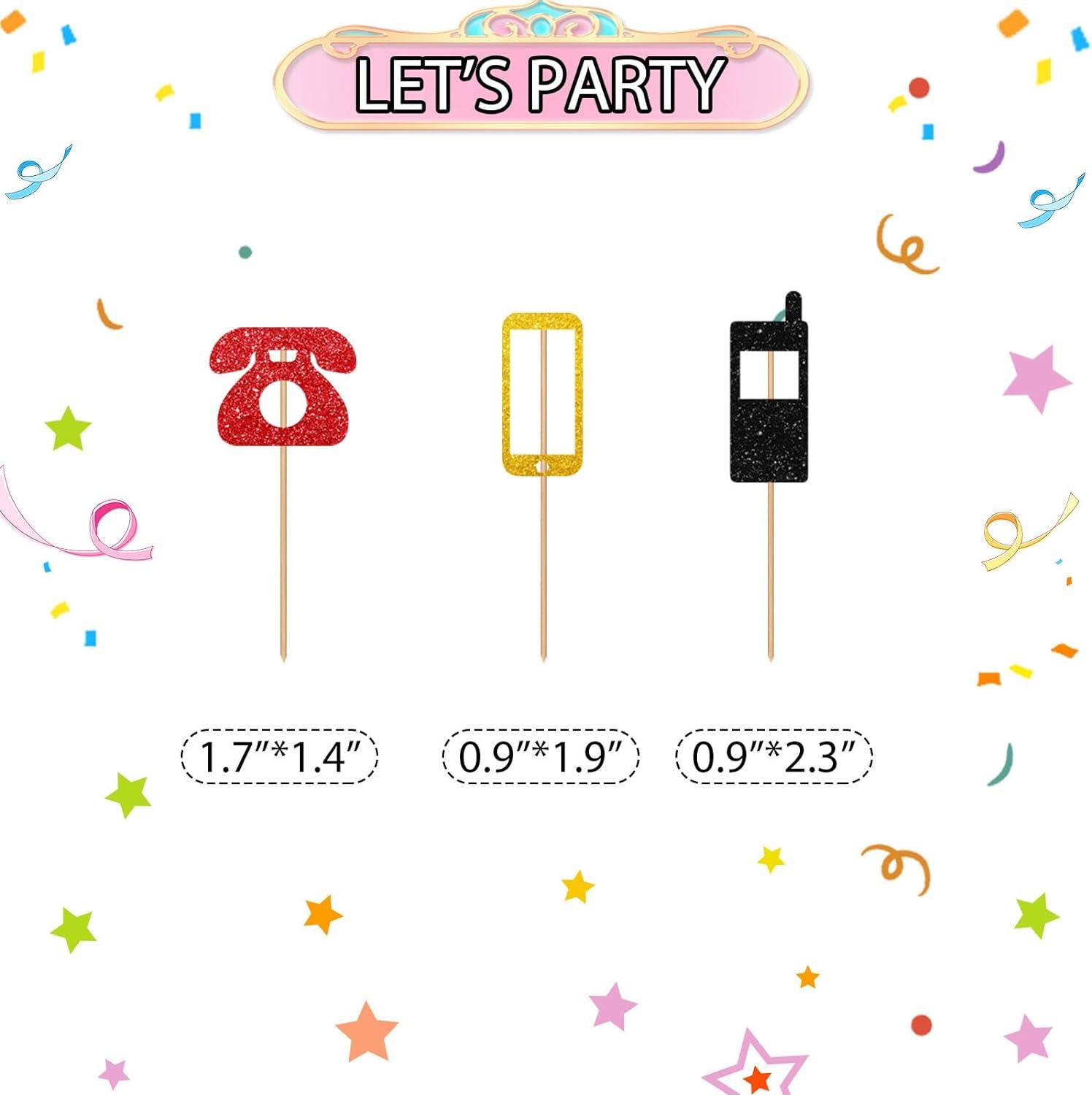 Retro Mobile Phone Cupcake Toppers Old Telephone Theme Party Cake Decor ...