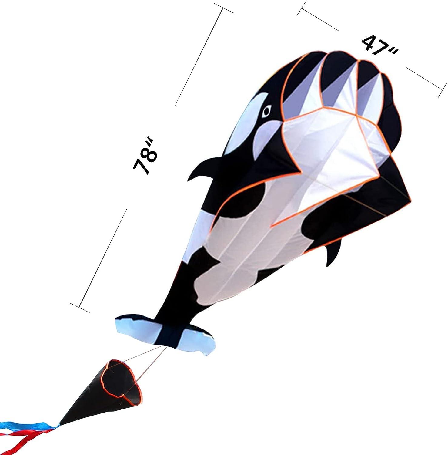 Hengda KITE-3D: Giant Black Dolphin Orcas Whale Breeze Kite for Kids ...