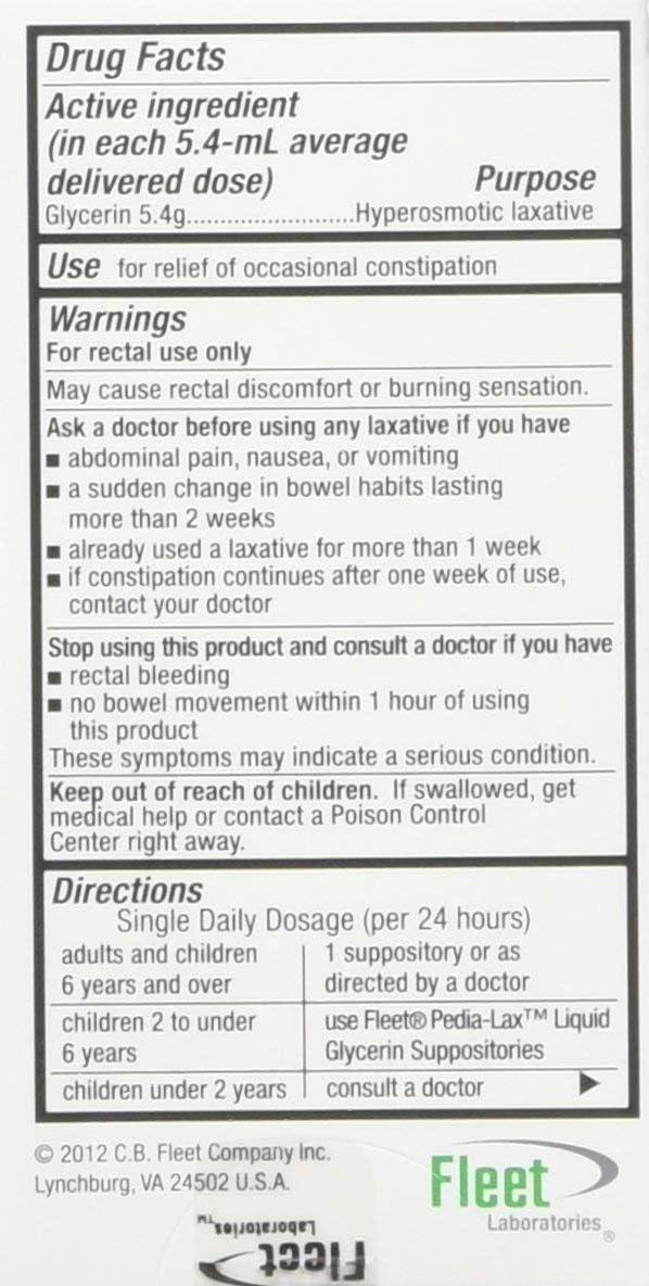 Fleet Laxative Liquid Glycerin Suppositories | 4 Count x 7.5 oz | Pack ...