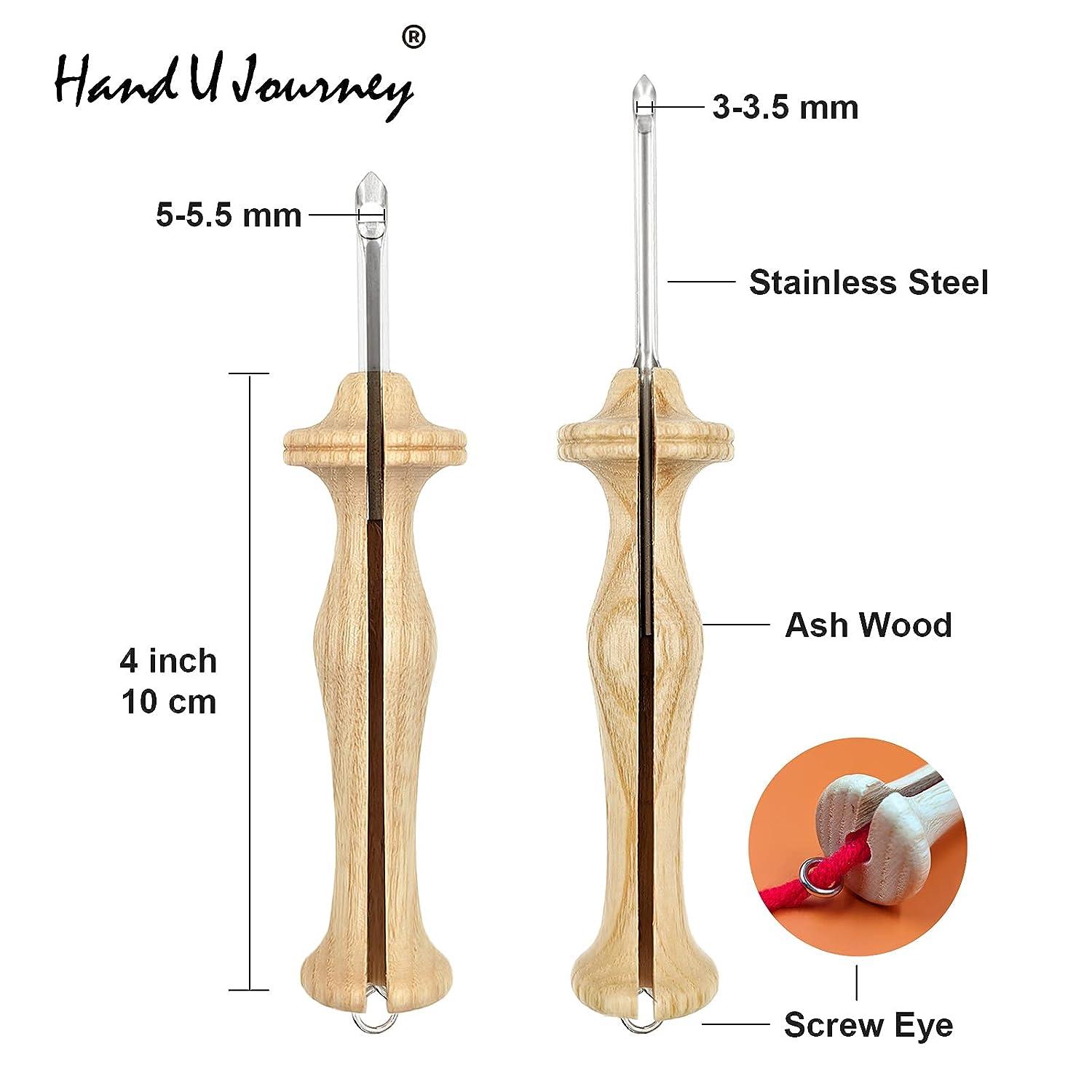 Hand U Journey Wooden Handle Punch Needle Rug Hooking Tool Set - 7 ...