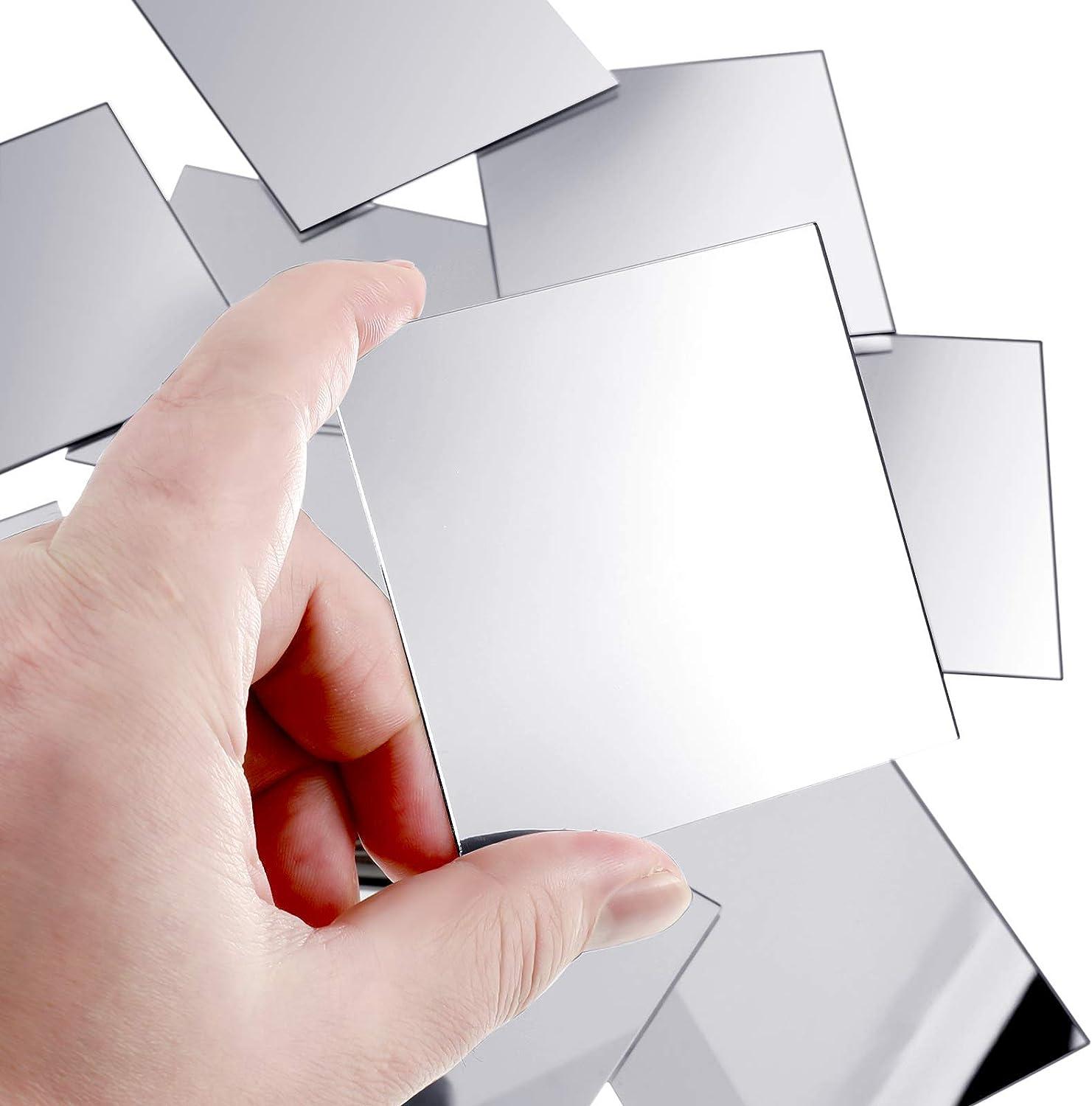 Jetec 25 Mini Acrylic Square Mirror Adhesive Tiles for DIY Crafts - 3 ...