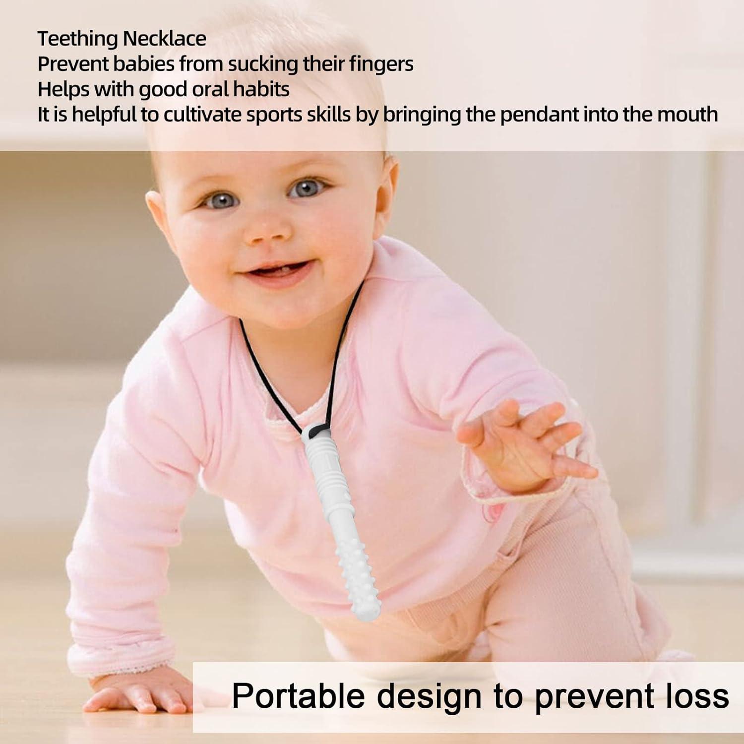 Baby Chew Necklace Improve Pain 5pcs Teething Safe Biting Silicone ...