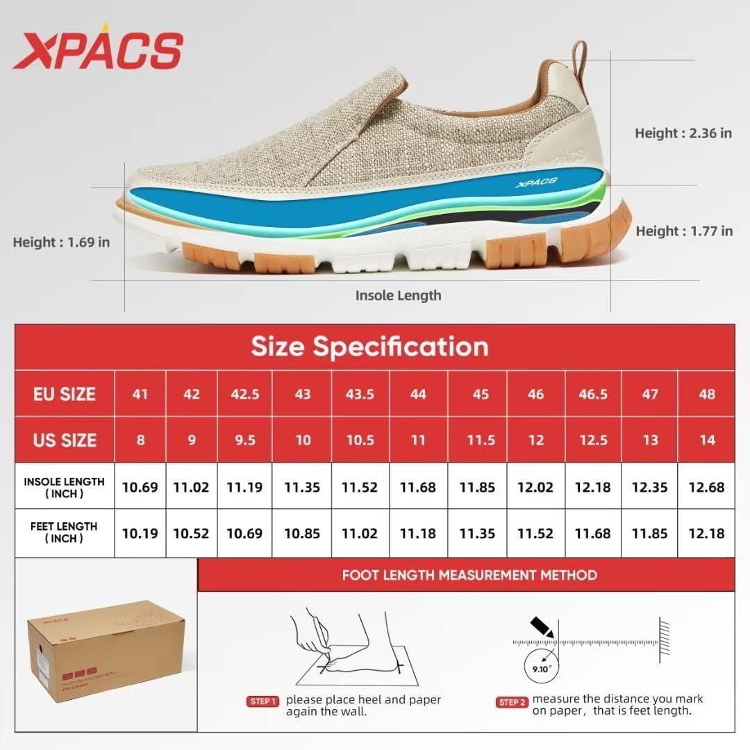 XPACS Men's Casual Arch Support Walking Shoes - Comfortable Loafers for ...
