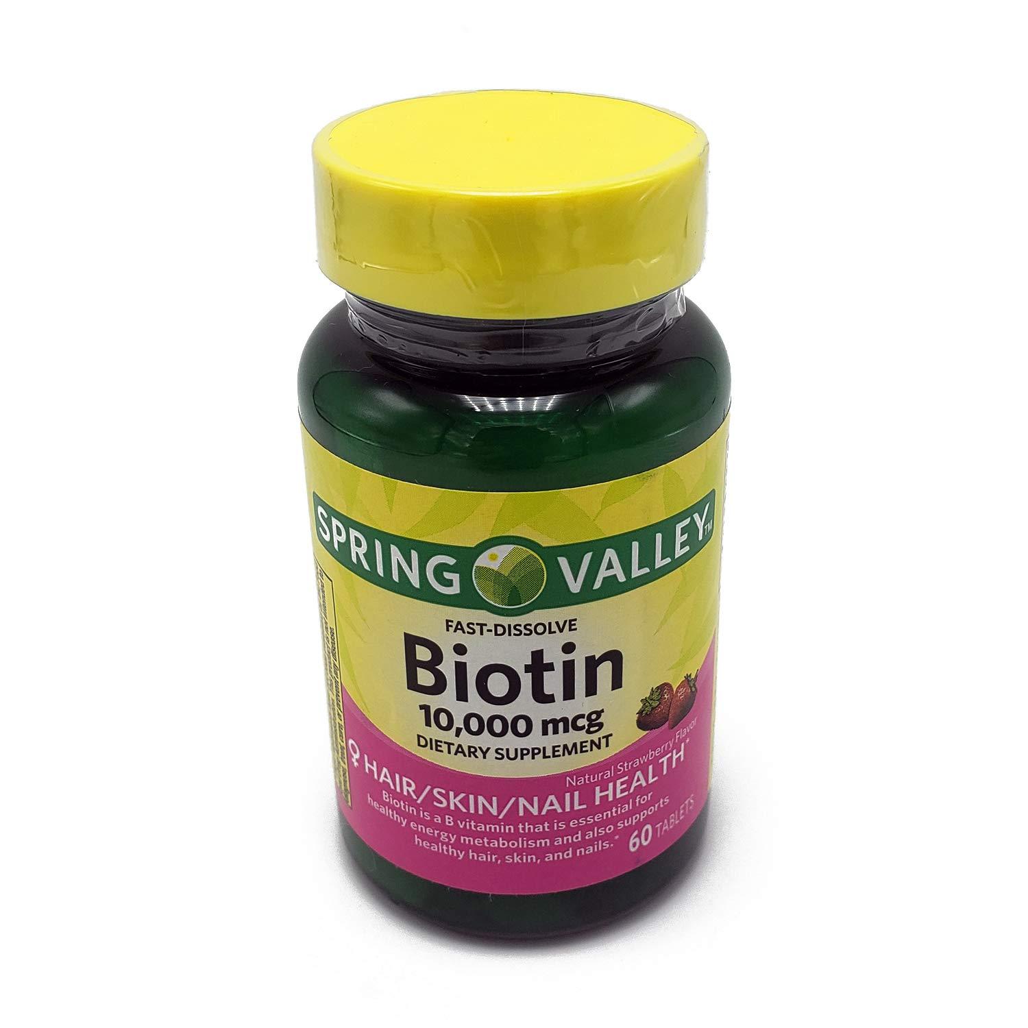 Spring Valley Biotin 10,000 mcg - Fast-Dissolve Tablets | 60 Count | Buy Now with Express ...