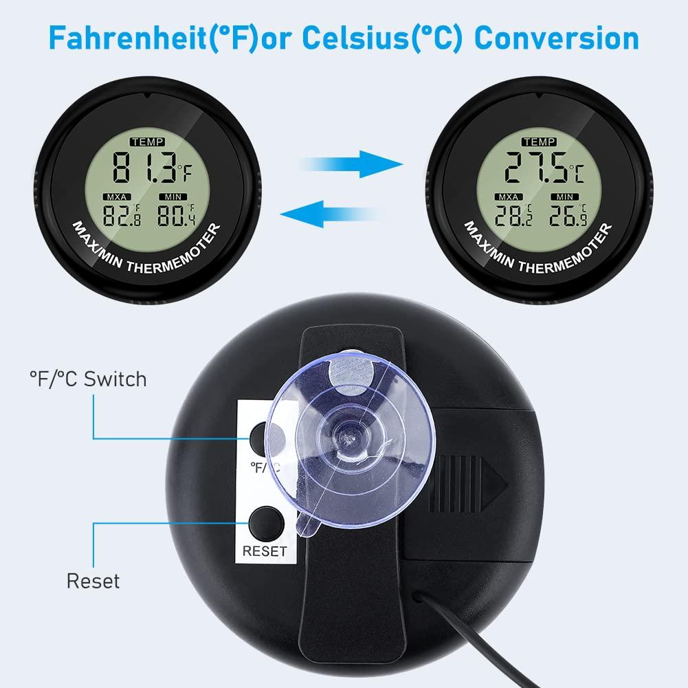 2-Pack Digital Aquarium Thermometer for Fish Tank - High Accuracy LCD ...