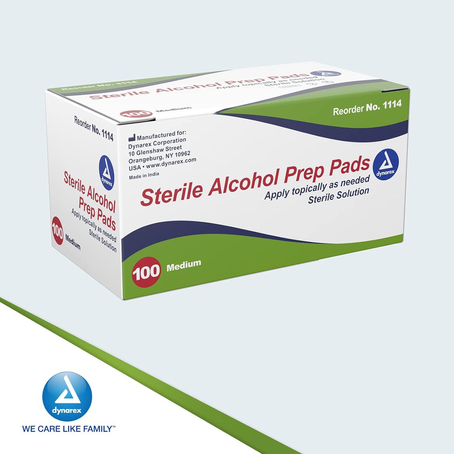 Dynarex Alcohol Prep Pads 70% Isopropyl Alcohol Antiseptic Wipes 100 ...