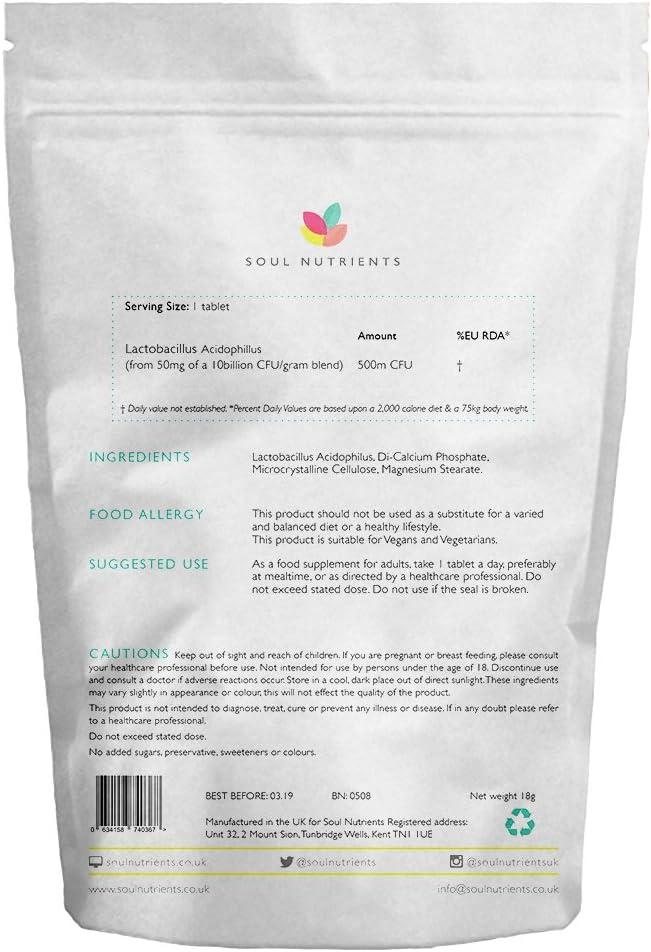 Soul Nutrients Lactobacillus Acidophilus Probiotic Tablets (120) | High ...