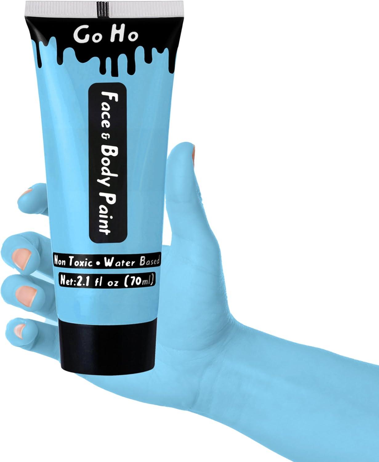 Go Ho Light Blue Cream Face Body Paint - 2.37oz Water Based Pale Blue ...