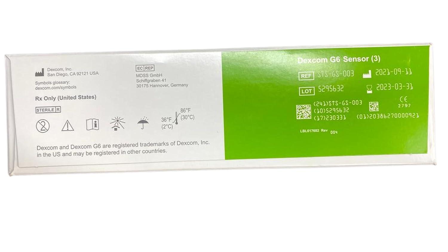 Buy Dexcom G6 Sensor & Applicator (3 Pieces) - Continuous Glucose ...