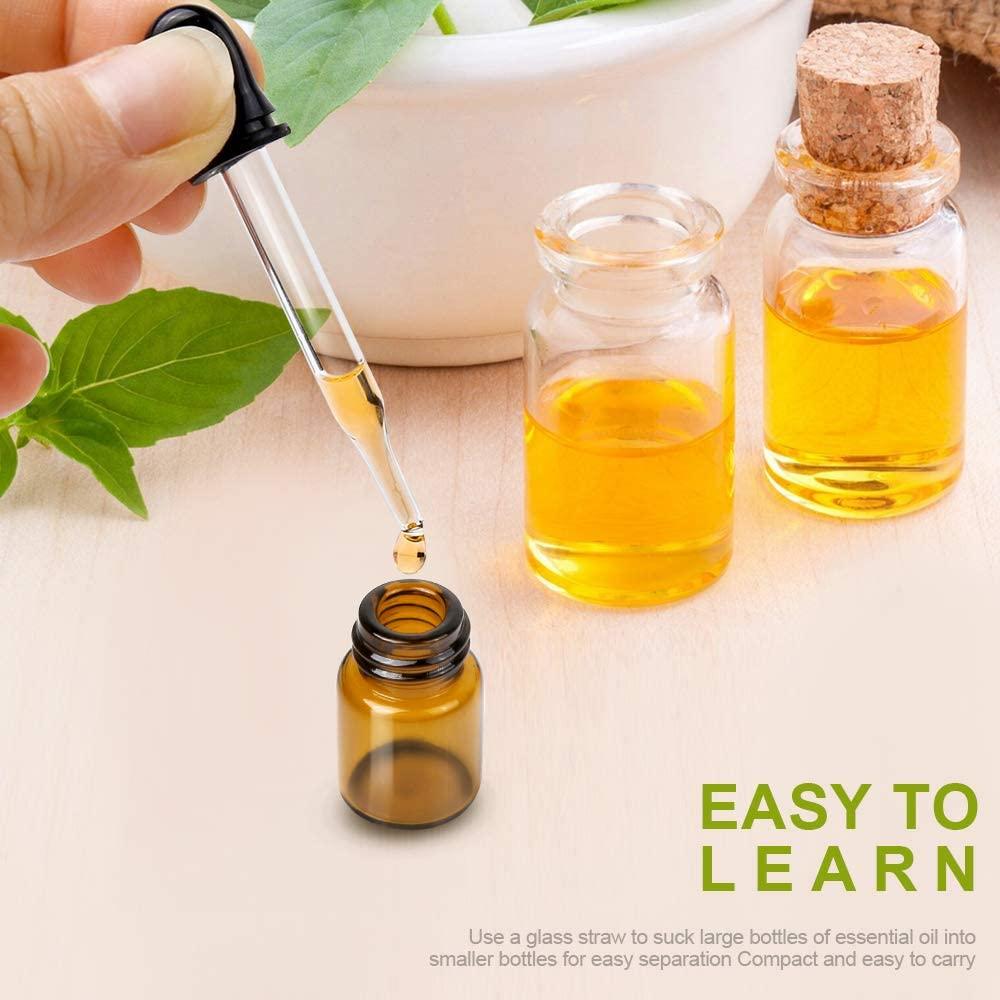 Teenitor 36 Pcs 2ml Amber Glass Essential Oil Bottles with Reducers ...