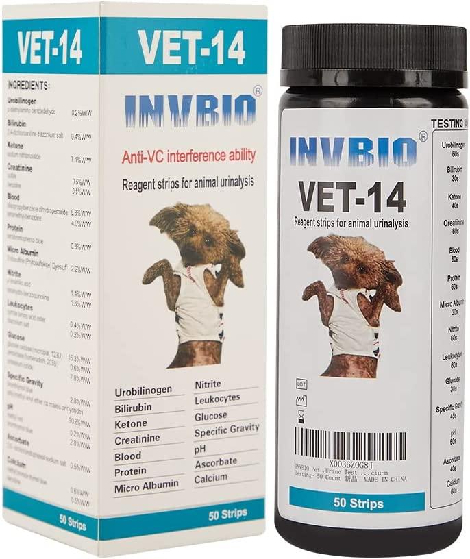 INVBIO Pet Urine Test Strips 14 Parameter for Dogs & Cats - 50 Count ...