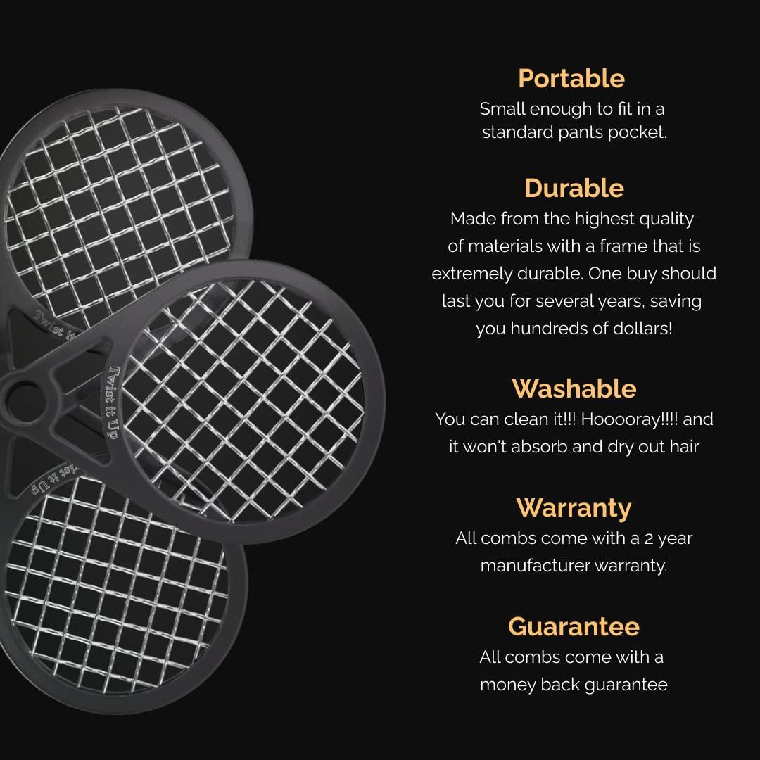 Twist It Up Comb (Bond Black) - Hair Styling Tool for Defined Twists ...