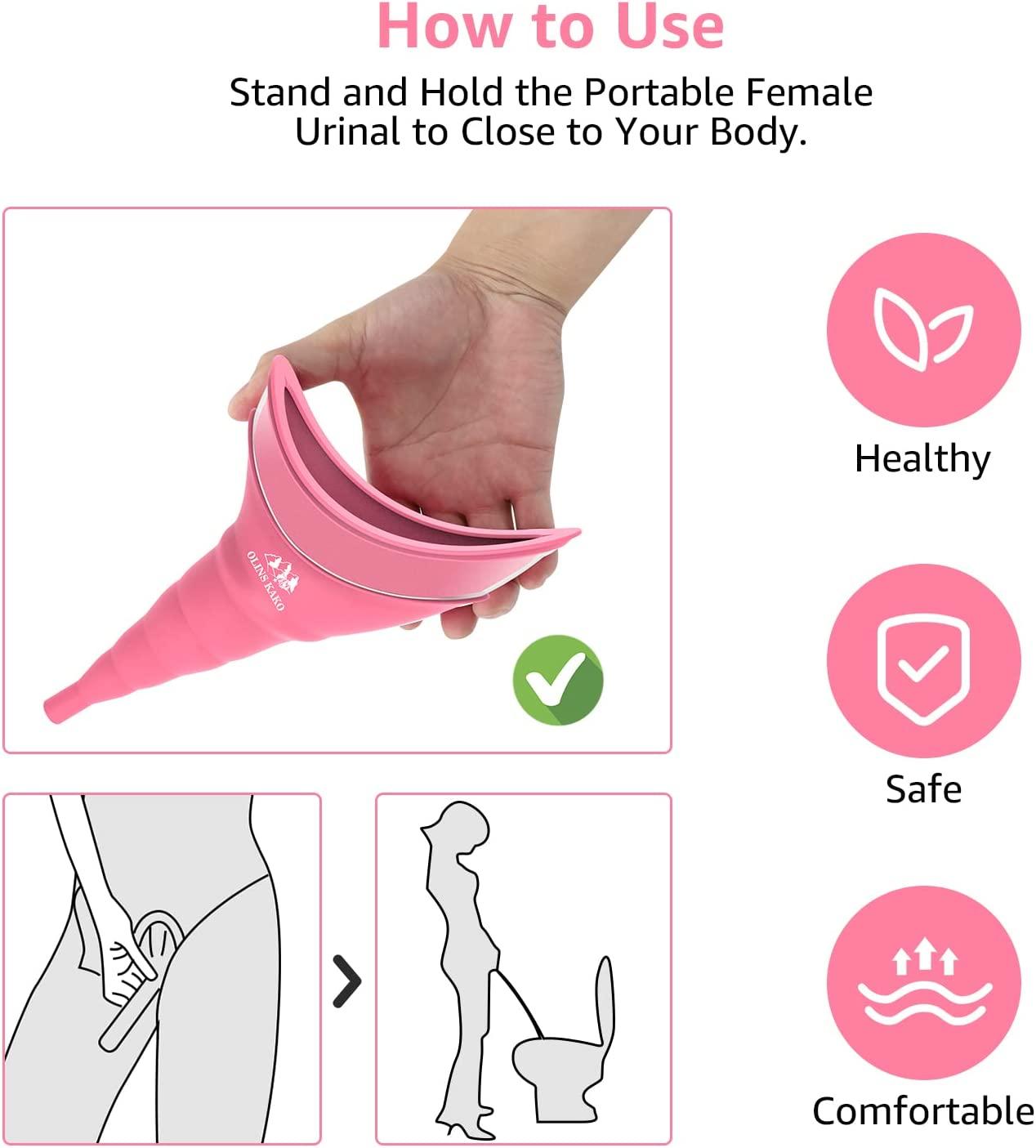OLINS KAKO Female Urinal - Portable Reusable Silicone Funnel for Women - Perfect for Camping ...