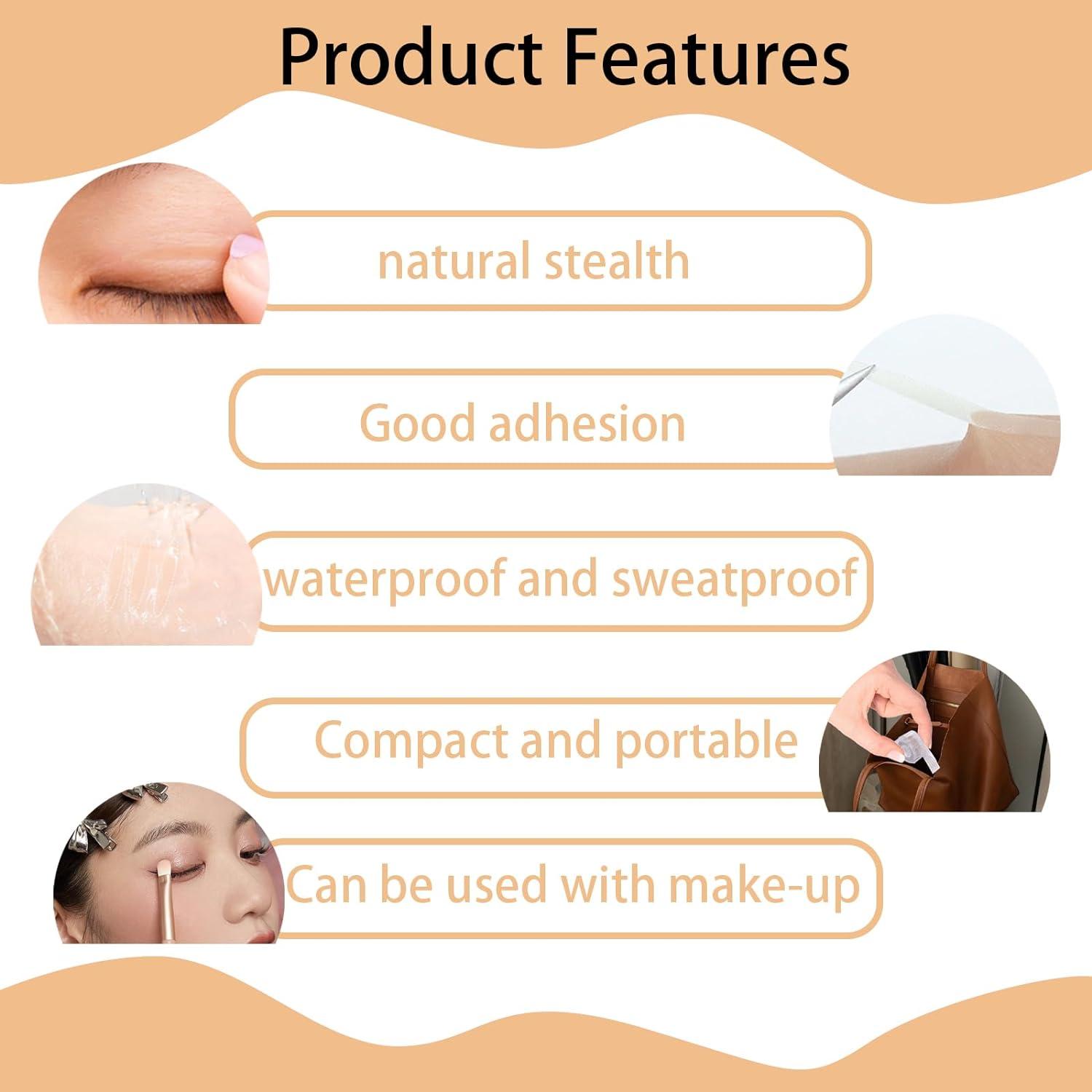 KASESSS 3 Rolls/ 1800 Pcs Eyelid Lift Strips Self-Adhesive Eyelid Tape ...