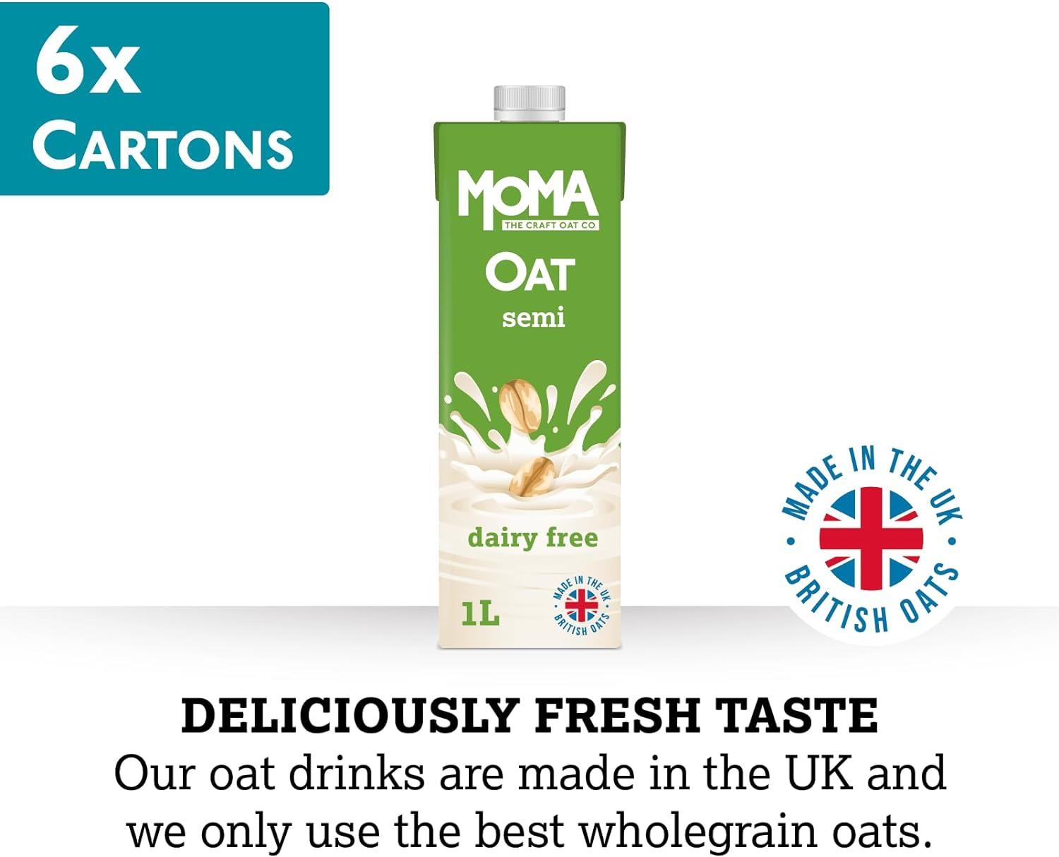 MOMA Oat Drink Semi - 6 x 1L - 1.2% Fat - Our Lightest Option - Fully ...