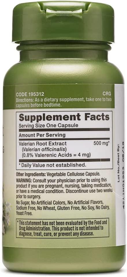 GNC Herbal Plus Valerian Root Extract 500 MG - Natural Sleep Aid, 50 ...