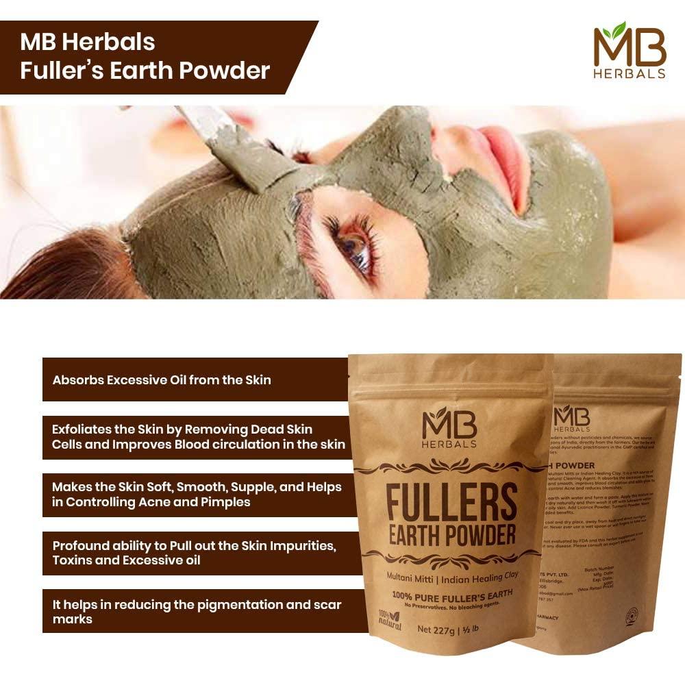 MB Herbals Fullers Earth Powder 500g - Pure Multani Mitti Indian ...