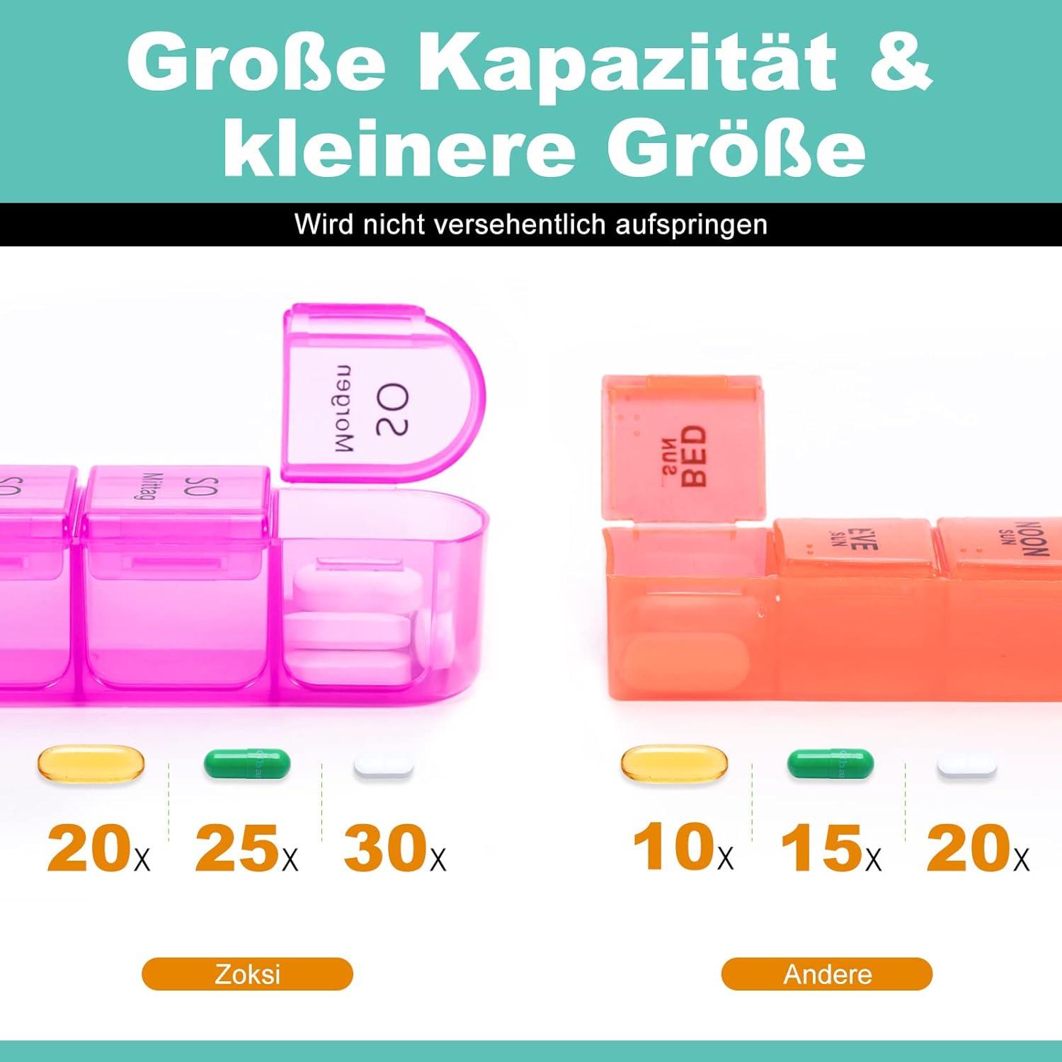 7-Day Pillbox with 21 Compartments - German Medication Organizer for ...