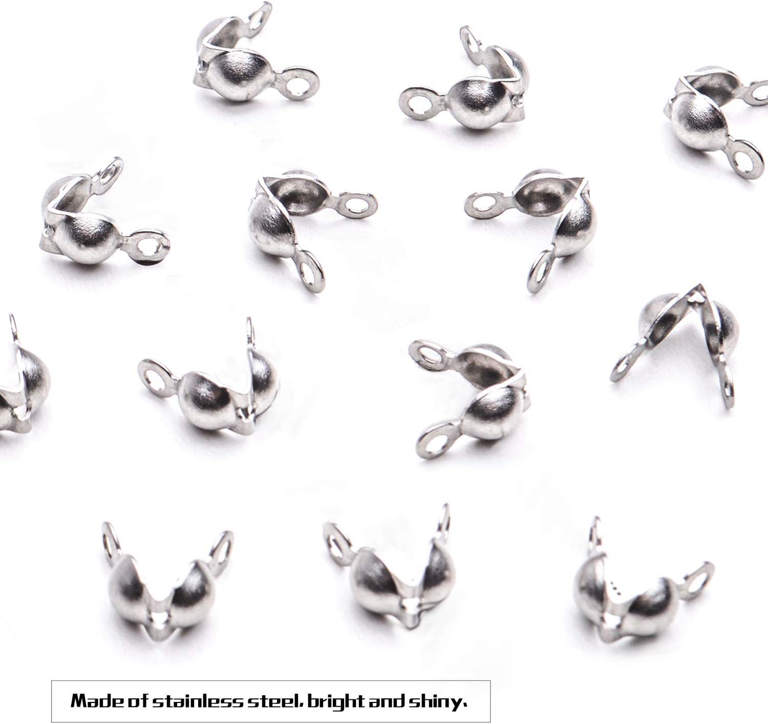 BronaGrand 200Pcs Stainless Steel Calotte Ends Clamshell Knot Covers ...