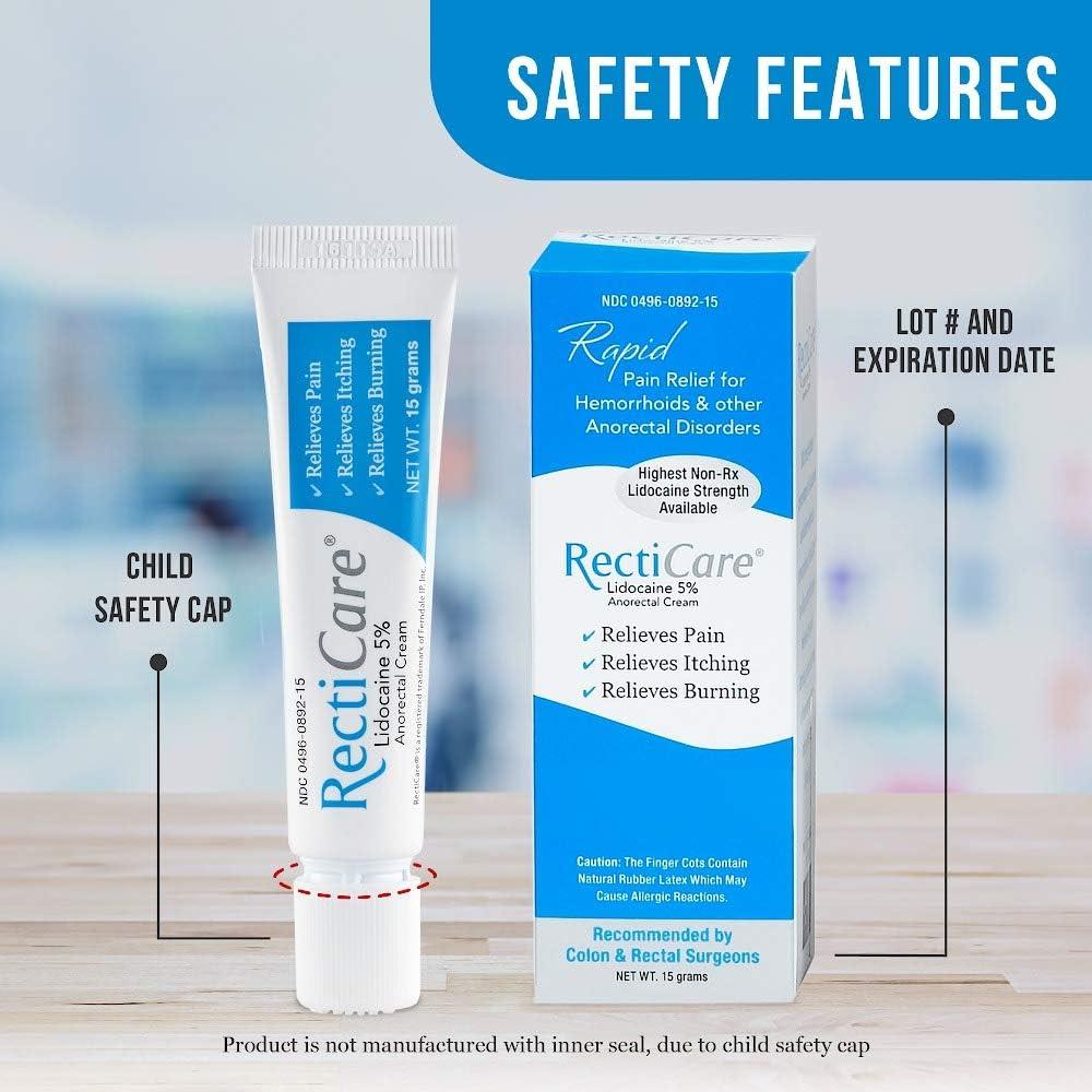 RectiCare 5% Lidocaine Cream for Hemorrhoids & Anorectal Disorders ...