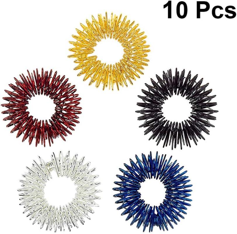 Vosarea Fidget Ring Set - 10 Spiked Acupressure Finger Rings for ...