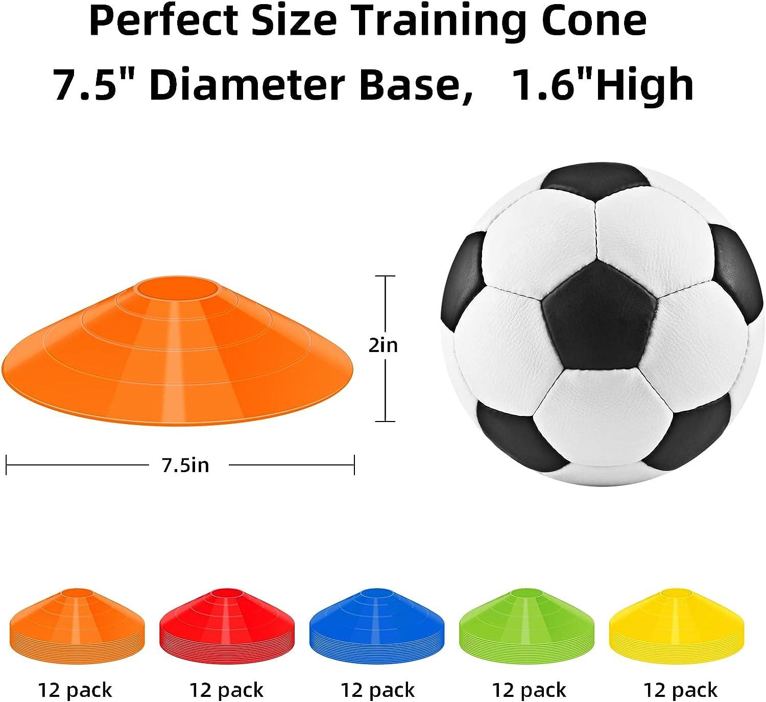 60 Pack Agility Soccer Cones with Carry Bag - Training Cones Set for Football, Basketball, and ...