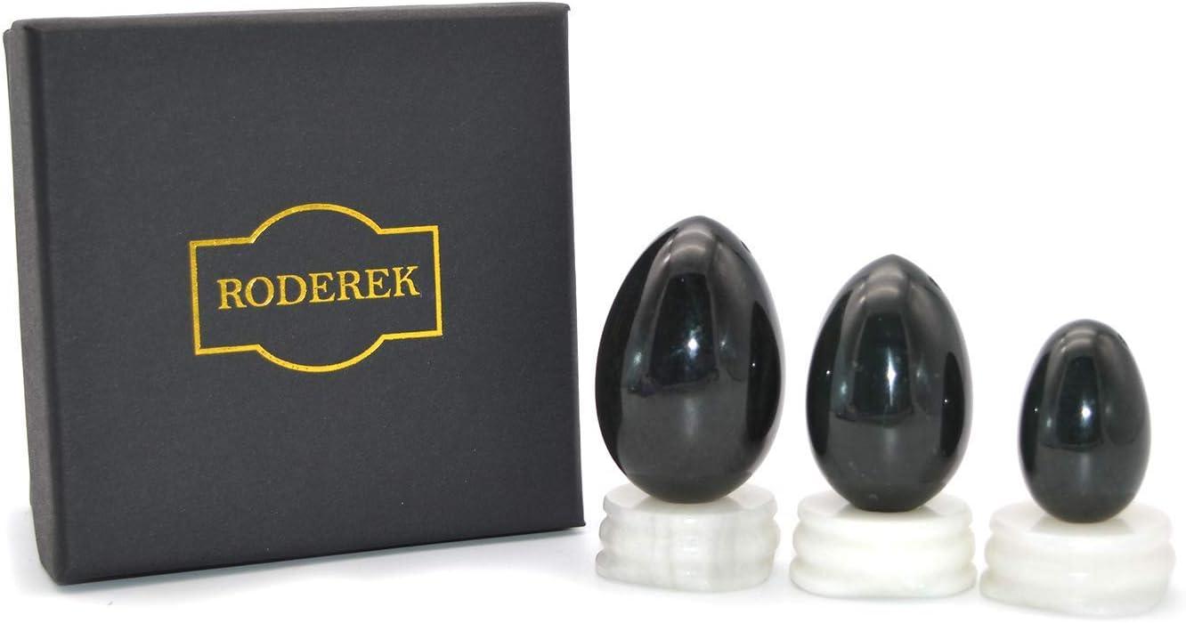 RODEREK Drilled Nephrite Jade Yoni Egg Set | Natural Jade Massage Stone ...