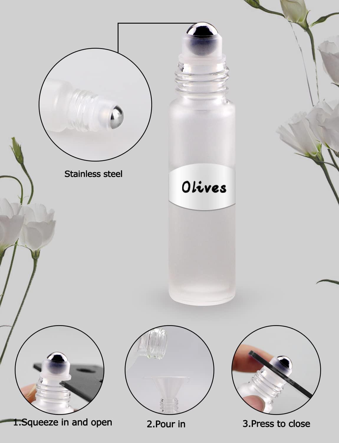 12 Pack Essential Oil Roller Bottles - 10ml Frosted Glass with Stainless Steel Balls for Travel ...