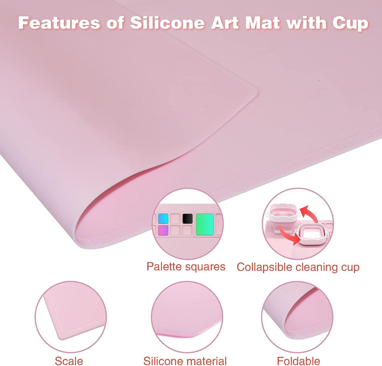 20x16 Silicone Painting Mat with Cup and Paint Holder - Non-Stick Craft ...