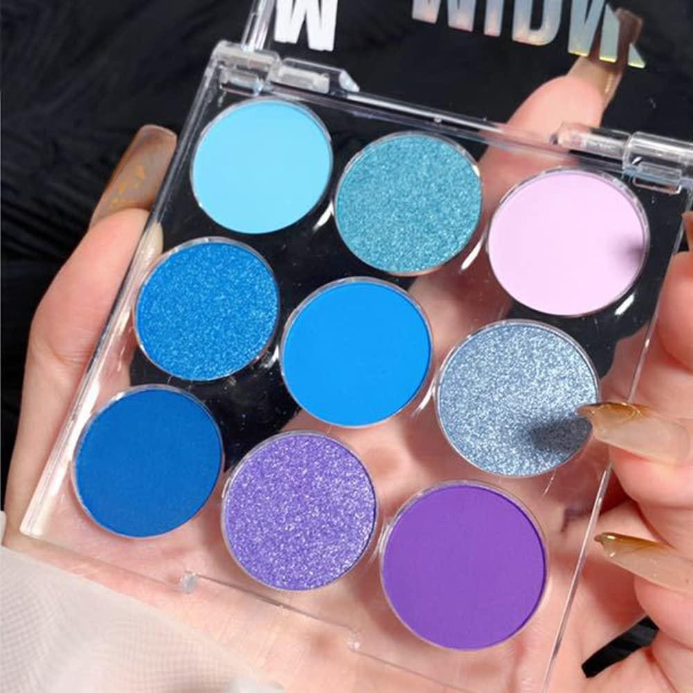 9 Colors Shimmer Matte Blue Eyeshadow Palette - Highly Pigmented and ...