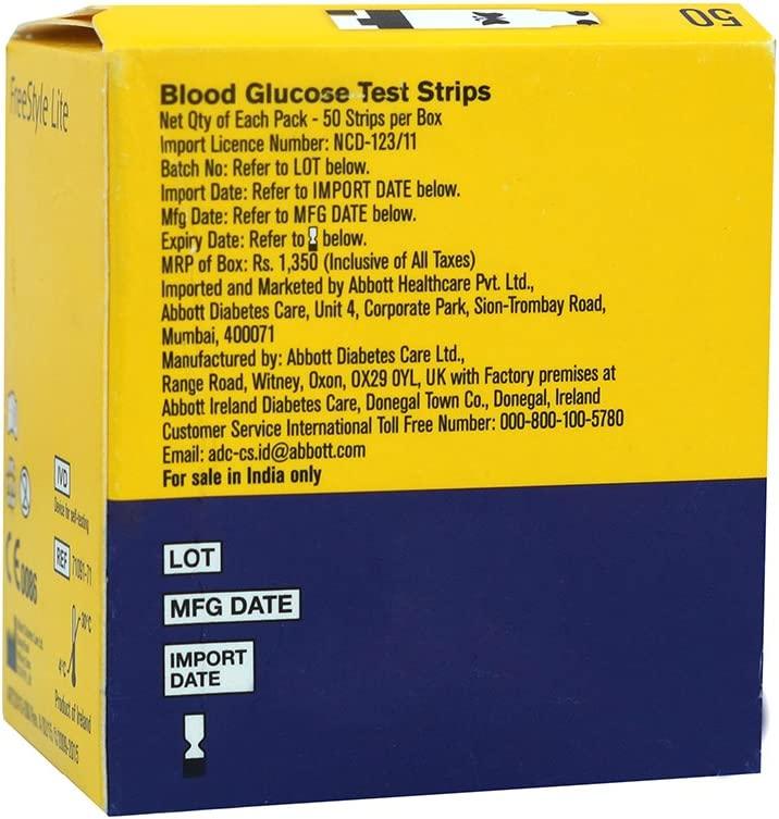 Freestyle Lite Glucose Test Strips 50 Count - Accurate Blood Sugar ...