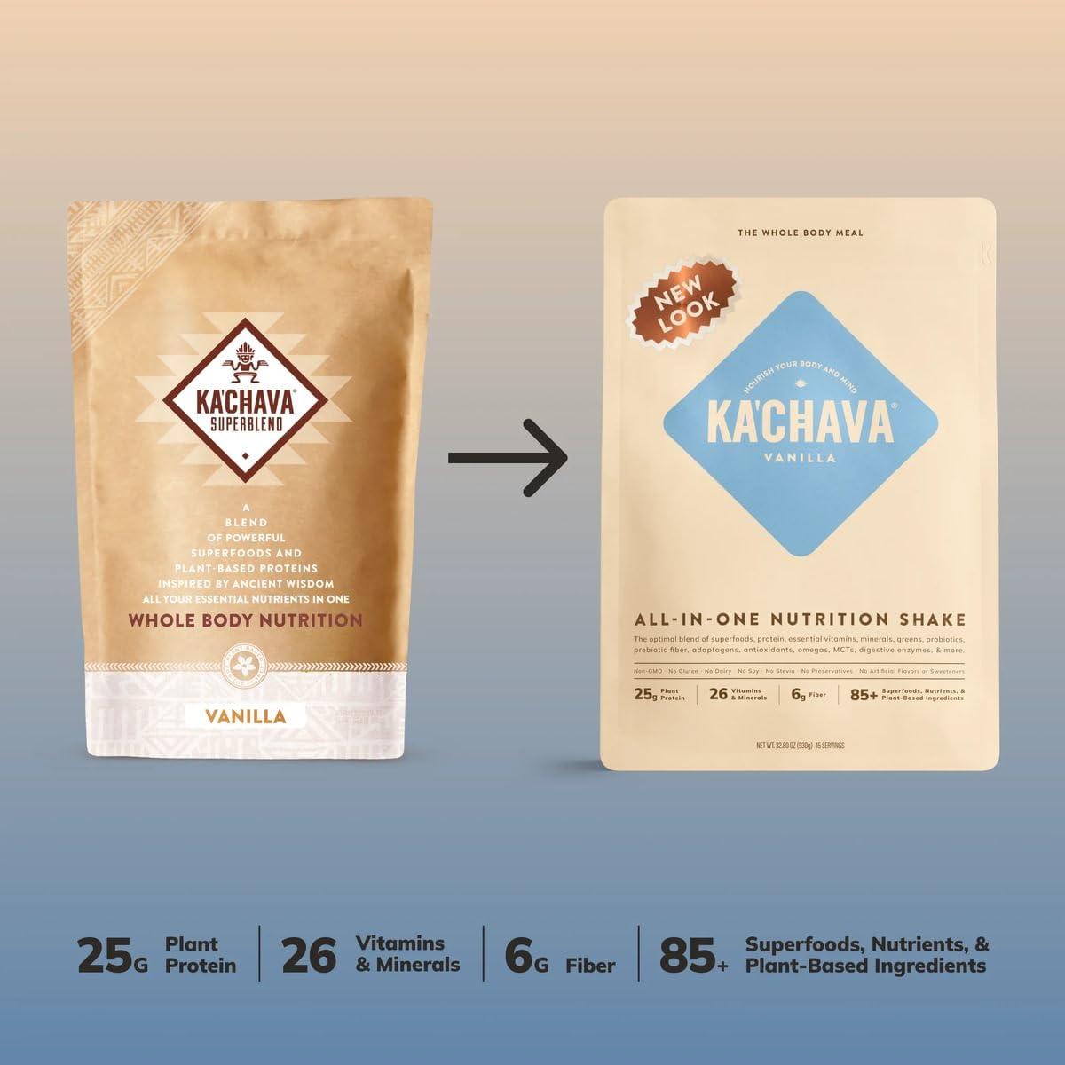 Ka'Chava Organic Superfood Meal Replacement Shake - Plant-Based Protein ...