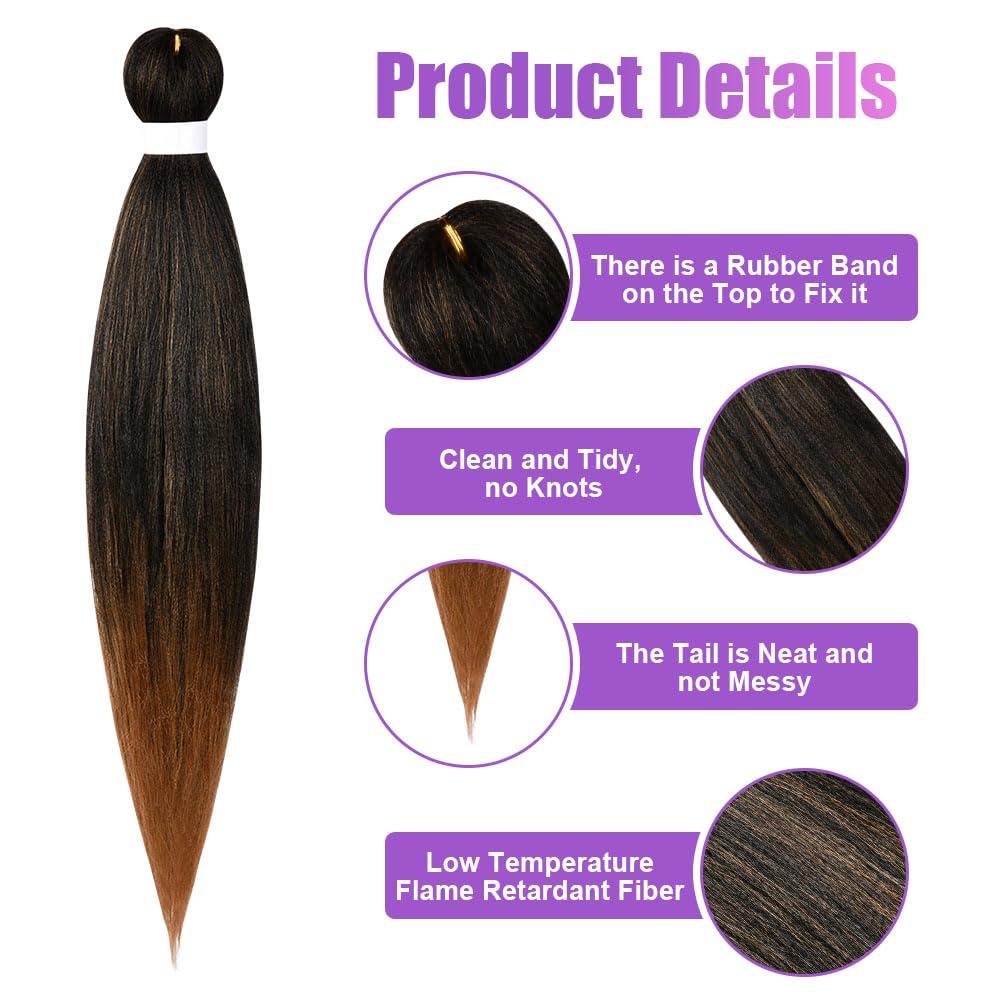 Aomig Pre-Stretched Braiding Hair - 2PC Ombre Brown Professional Art ...