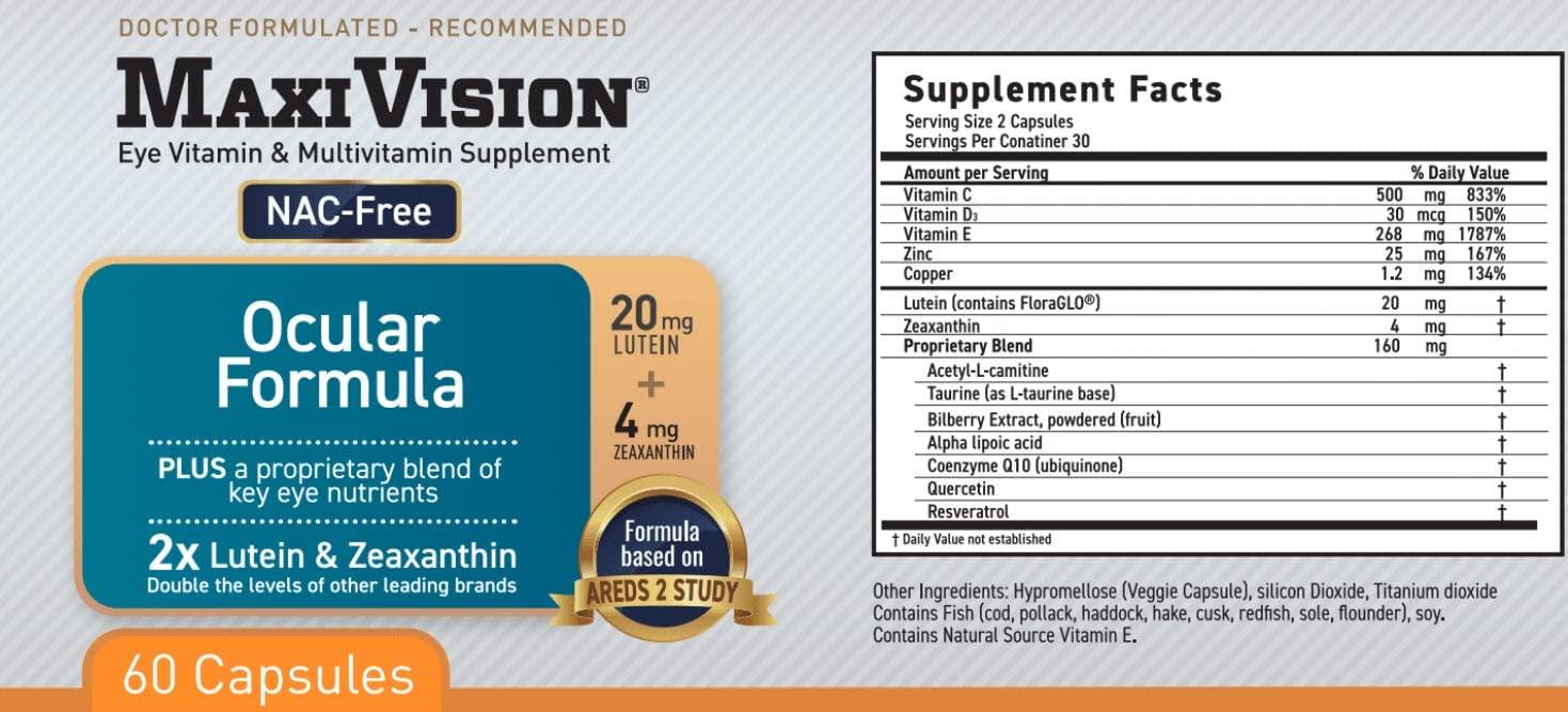 MedOp MaxiVision Ocular Formula - NACFREE - 60 Capsules (Pack of 3 ...
