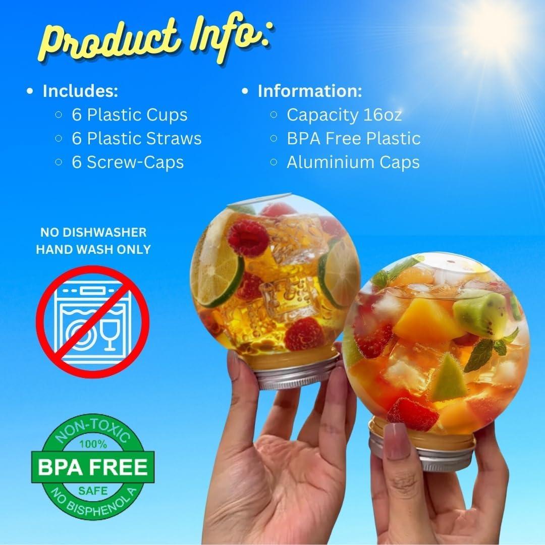 Plastic Fish Bowls for Drinks 500ml Party 6 Pack Small Fish Bowl Cups ...