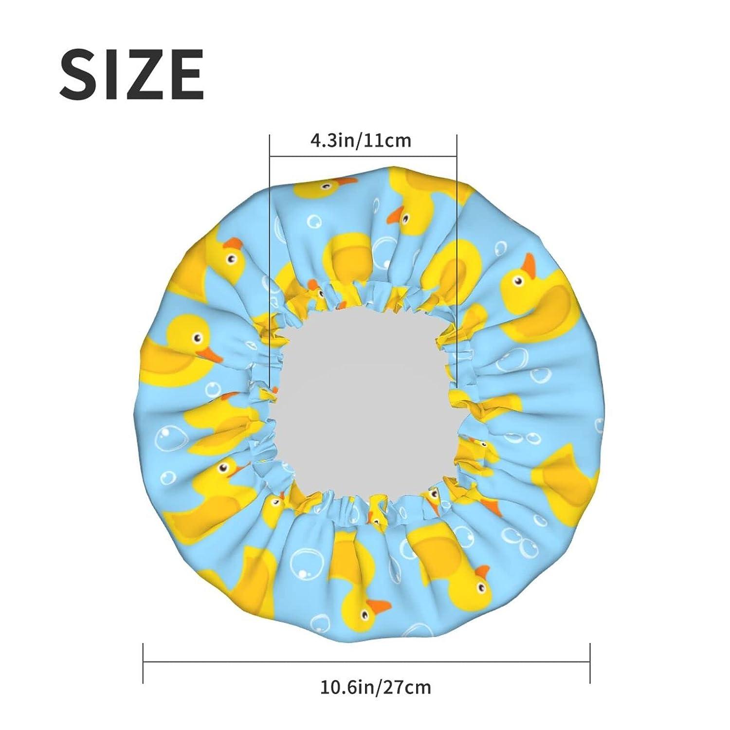 Yellow Rubber Duck Reusable Shower Cap for Women and Kids | Double ...