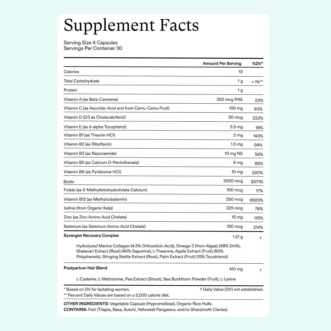 Nutrafol Postpartum Hair Growth Supplement - Breastfeeding-Friendly, 1 ...