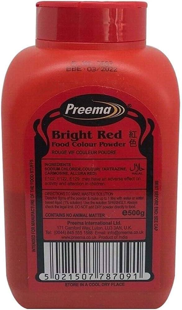 Preema | Bright Red | Food Colour Powder | (500g) Pack | Premium ...