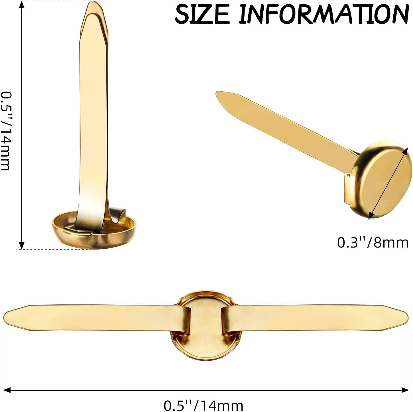 500 Pieces Mini Brads Fasteners Brass Paper Fasteners Metal Fasteners ...