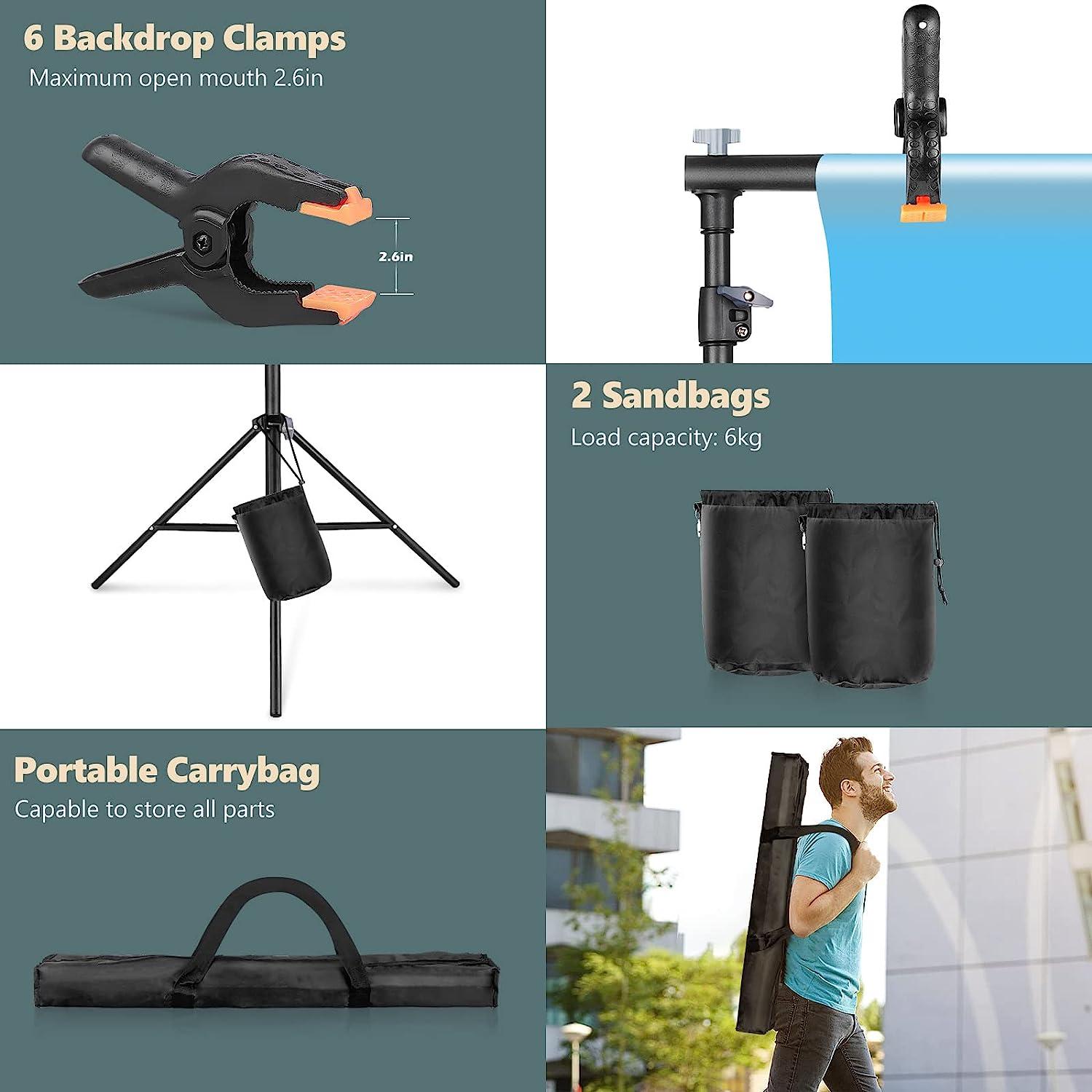 Aureday 7x10Ft Adjustable Photo Backdrop Stand Kit with 4 Crossbars ...