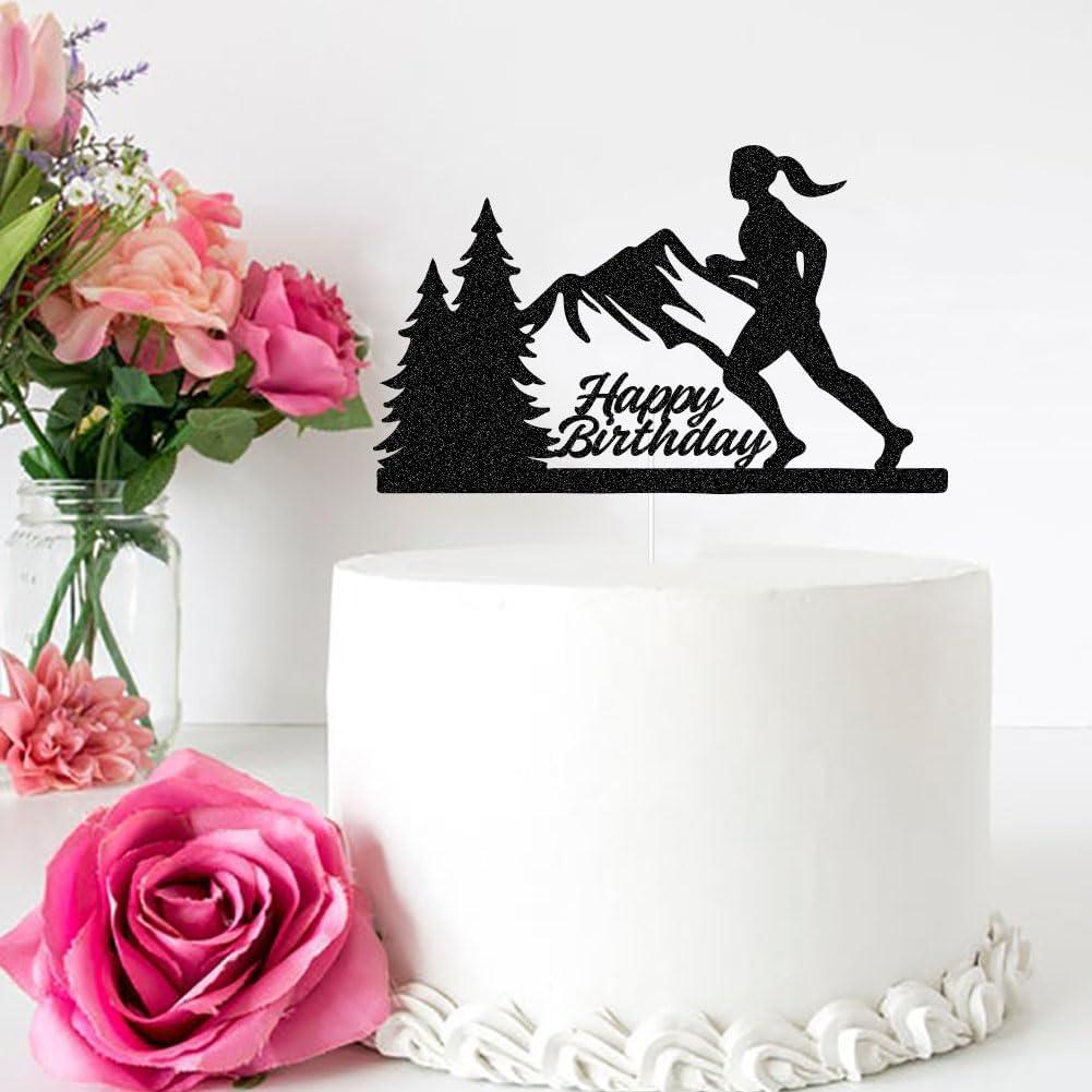 Female Running Happy Birthday Cake Topper Girls Women Marathon Runners ...
