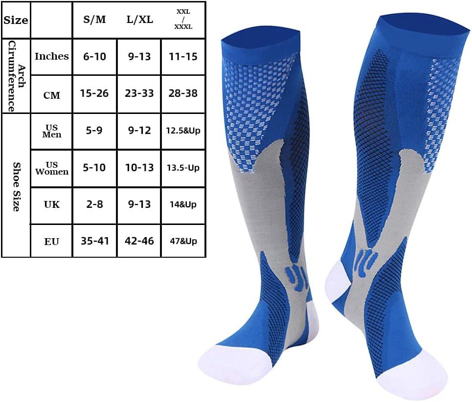 2 Pair Compression Socks 20-30mmHg Support Knee High Stockings for Men ...