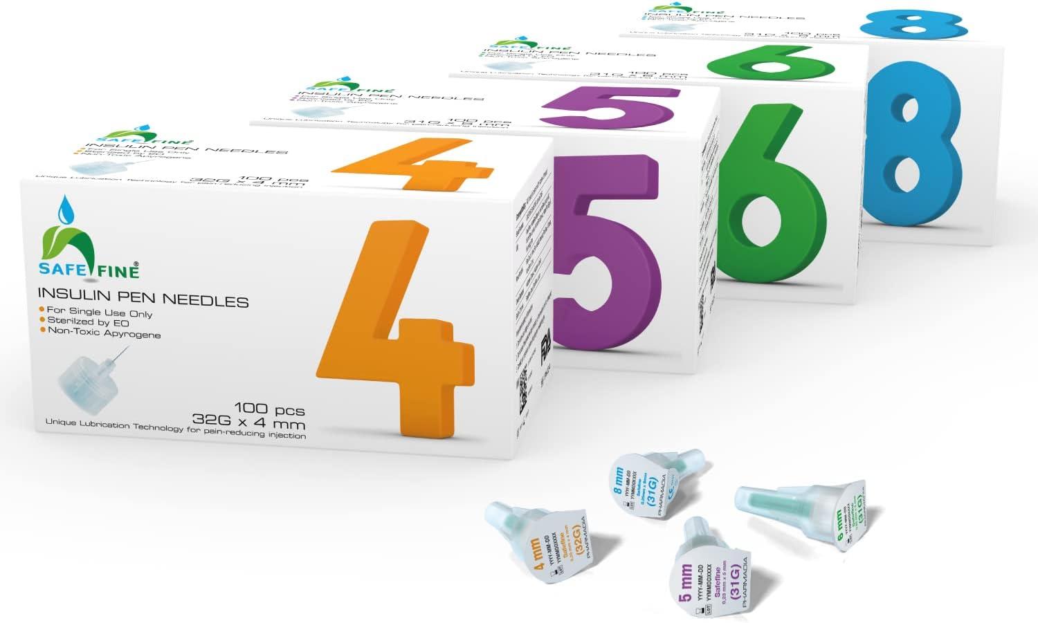 Safe Fine Insulin Pen Needles 4mm 32G - Painless Injection, Thin Wall ...