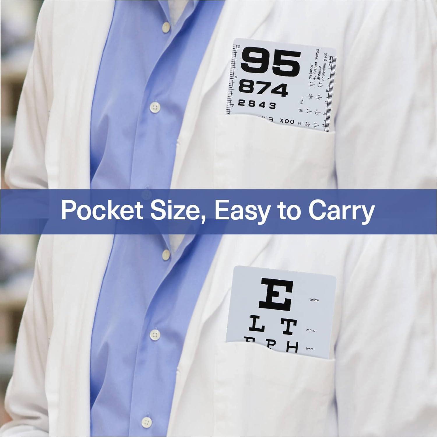 NOYOC 2 Pack Pocket Eye Chart - 6ft Snellen & Rosenbaum Plastic Eye ...