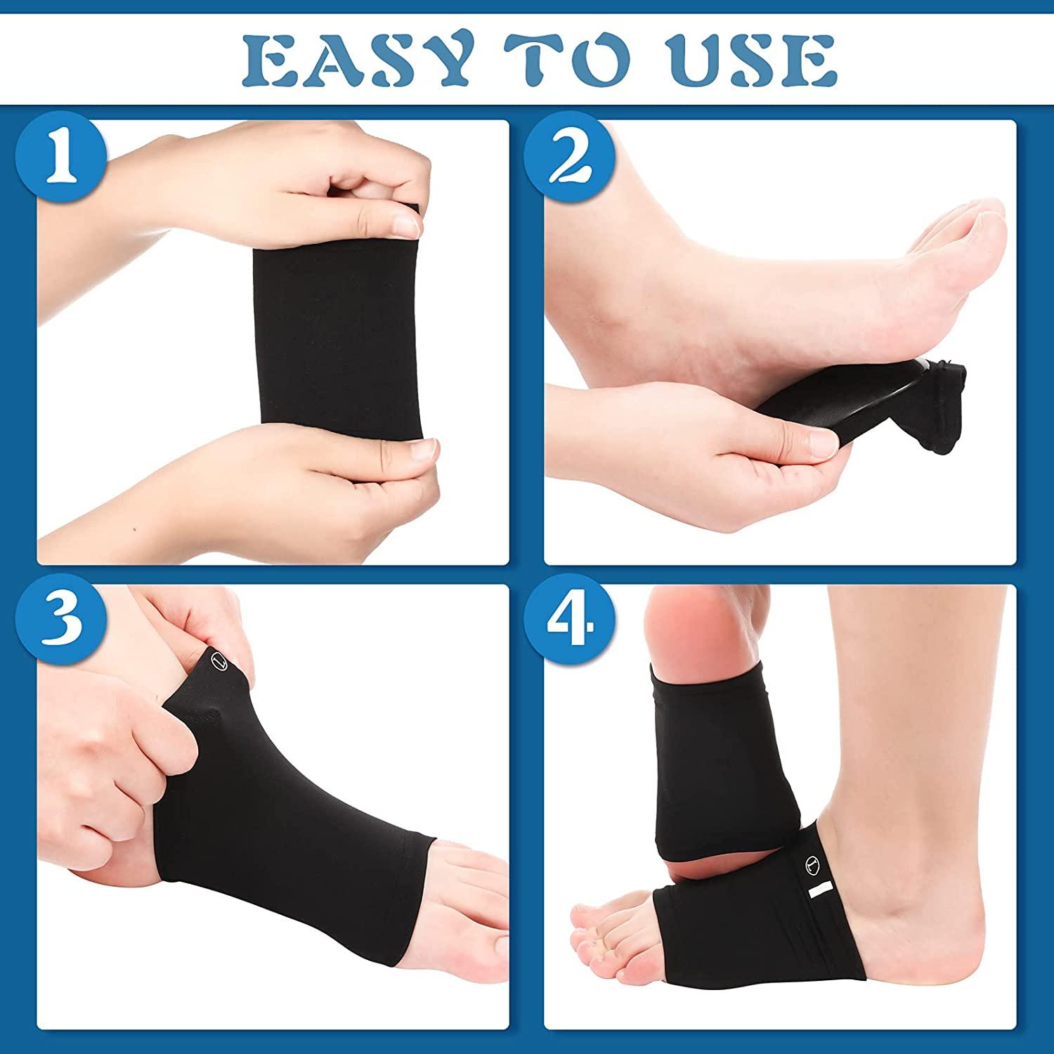 4 Pairs Compression Arch Support Sleeves with Gel Pad for Flat Foot ...